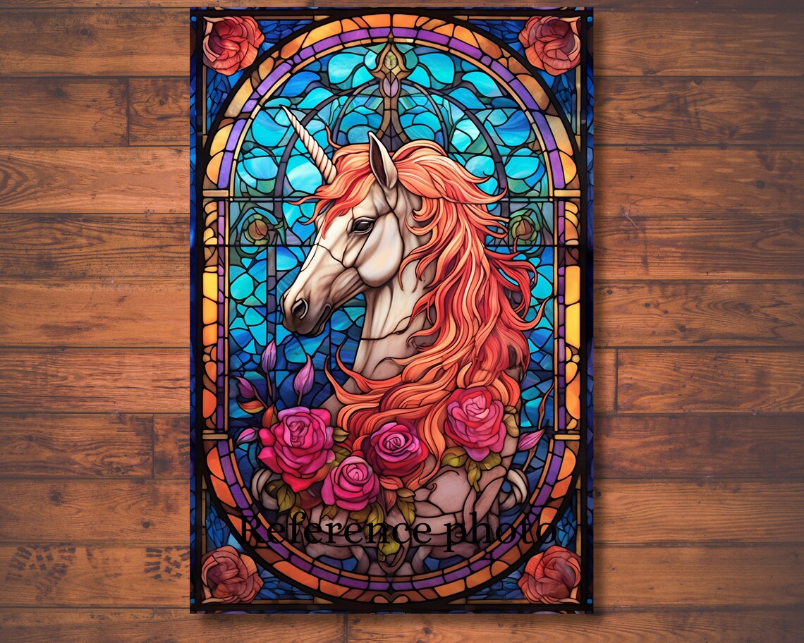 Unicorns Stained Glass Coloring Pages Woman's Coloring Fantasy Coloring ...