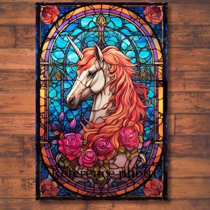 Unicorns Stained Glass Coloring Pages Woman's Coloring Fantasy Coloring ...