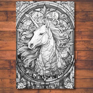 Unicorns Stained Glass Coloring Pages Woman's Coloring Fantasy Coloring ...