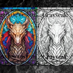 Dragons Stained Glass Coloring Adult Coloring Pages Fantasy Coloring ...