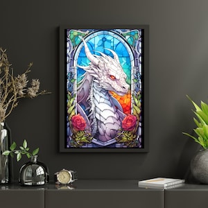 Dragons Stained Glass Coloring Adult Coloring Pages Fantasy Coloring ...