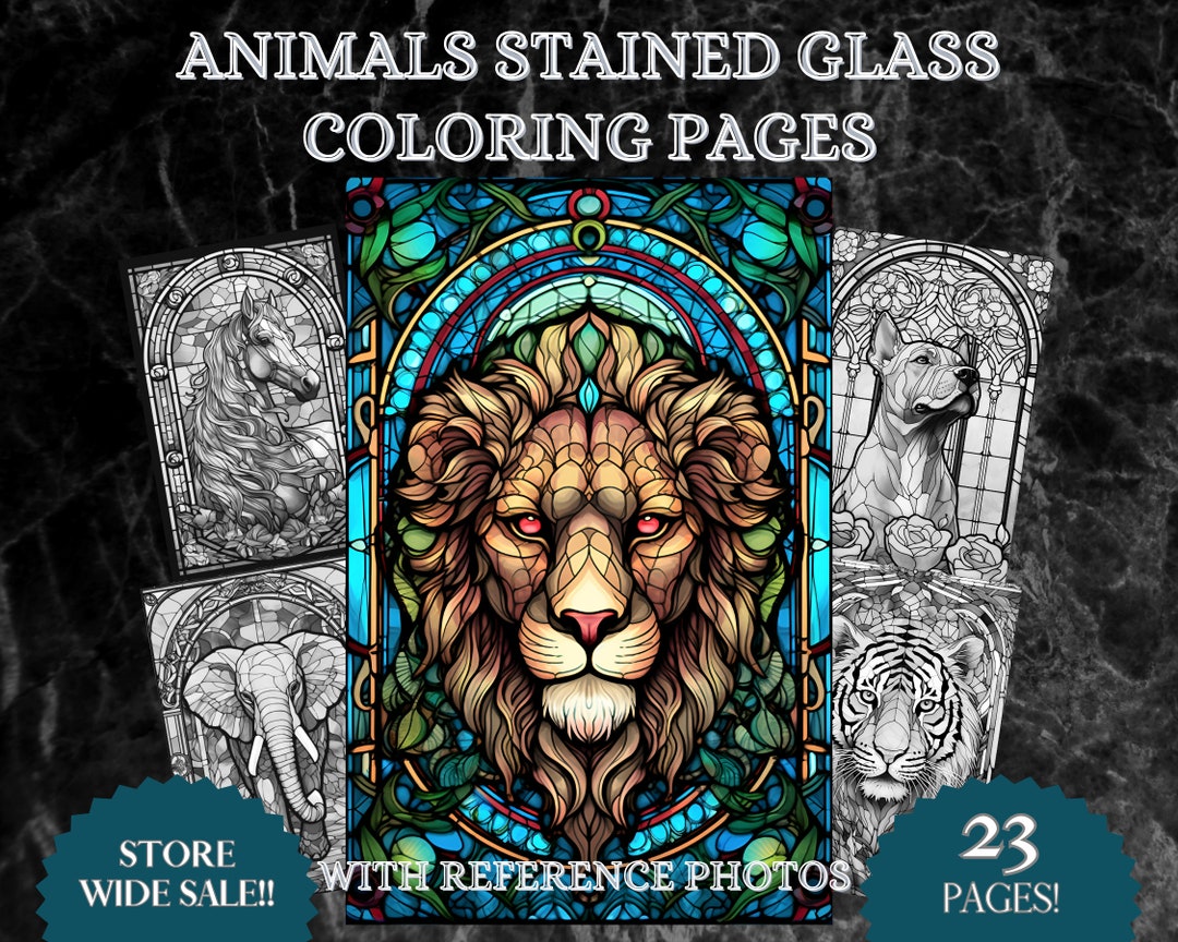 Animals Stained Glass Coloring Book: Realistic Wildlife (PDF Download ...