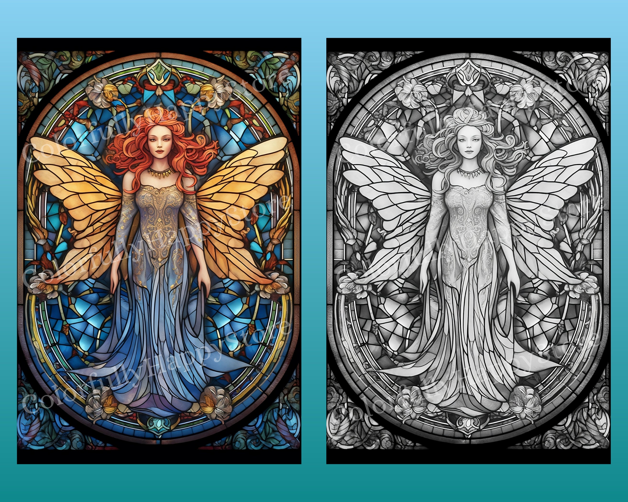 Stainedglass Coloring Pages, Angle Coloring, Grayscale, Fairyscoloring ...