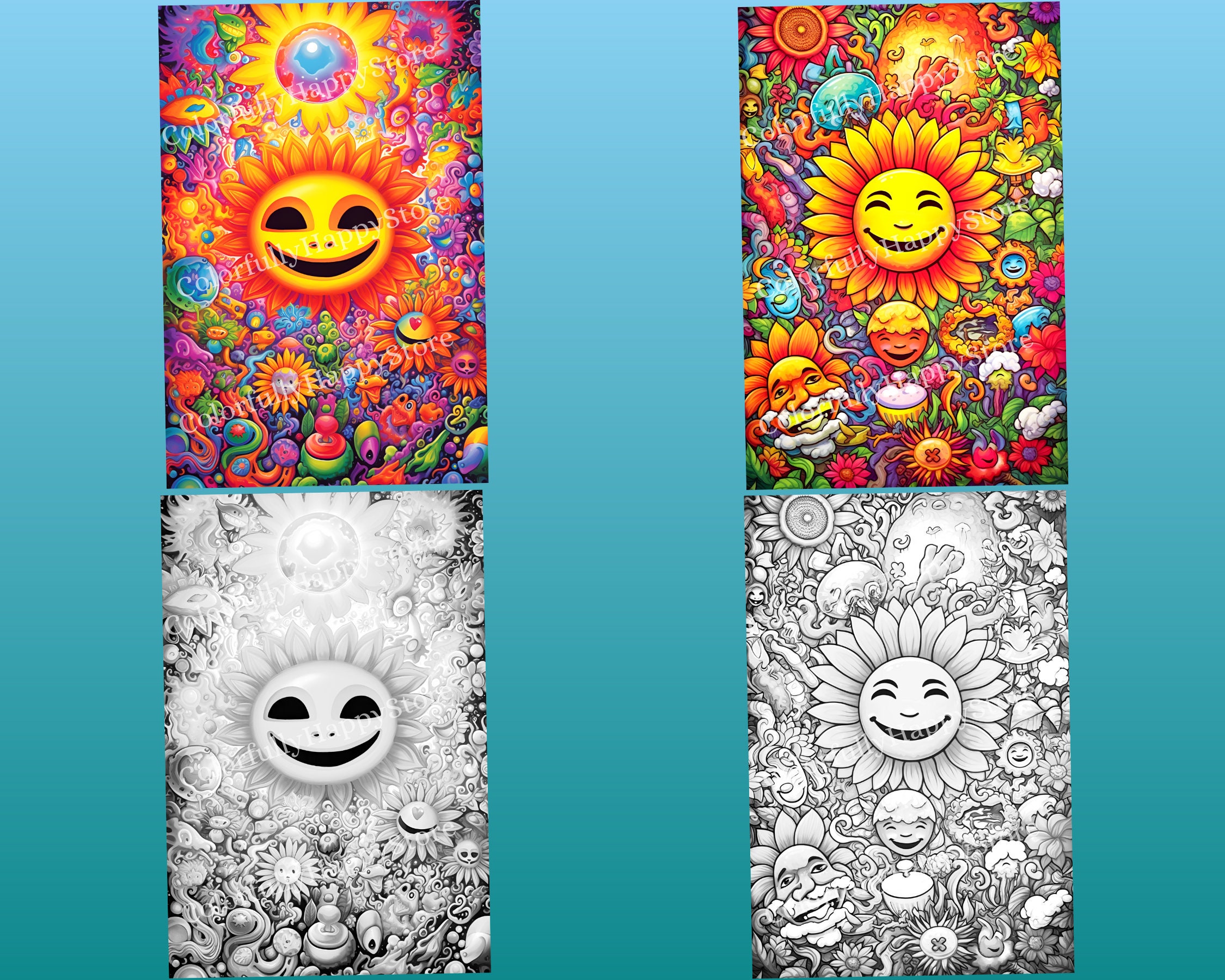 Doodle Collage Coloring Pages Adult Coloringsmilely Face - Etsy