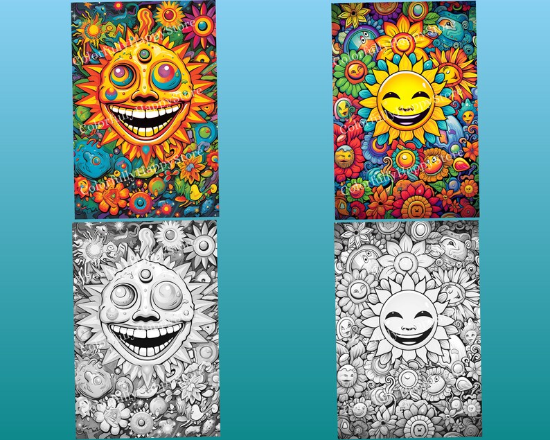 Doodle Collage Coloring Pages Adult Coloringsmilely Face - Etsy