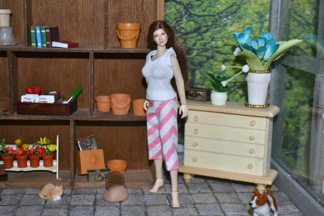 Tbleague PHICEN 1:12 Scale Doll Clothes White Square Neck Top & Floral ...