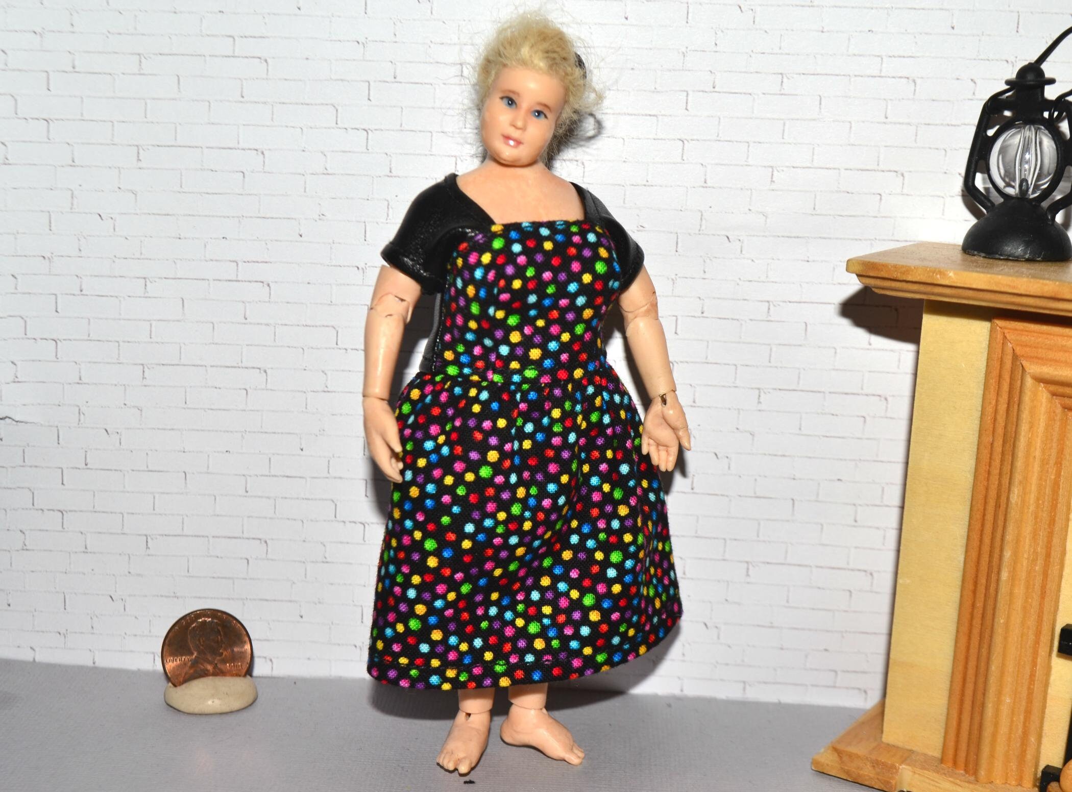 Plus Size Zjakazumi 1/12 Scale Doll Clothes Miniature Dress W-black ...