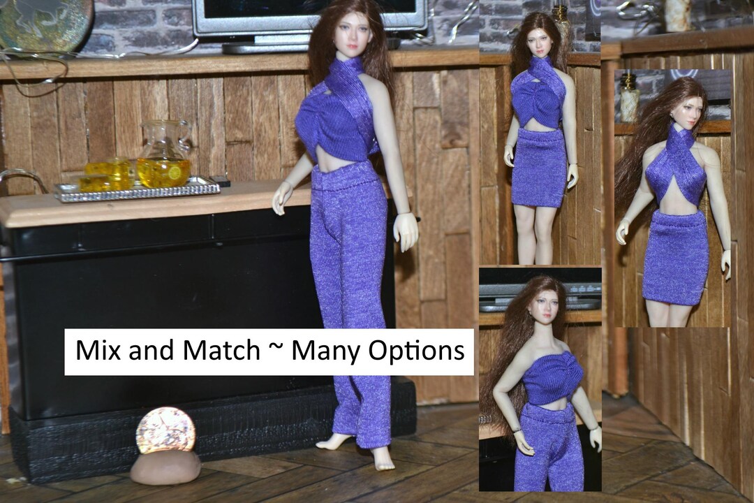 Tbleague PHICEN 1:12 Scale Doll Clothes 2 Unique Tops With Leggings ...