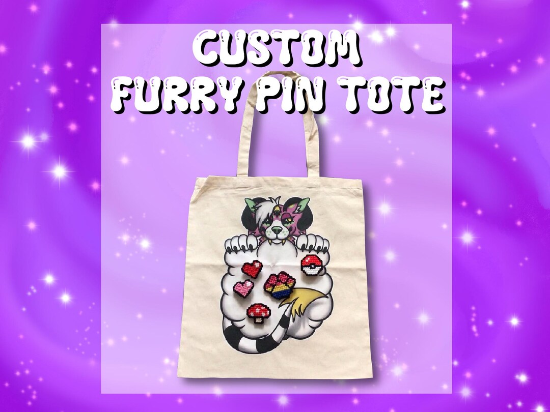 Custom Furry Pin Tote Bag - Etsy
