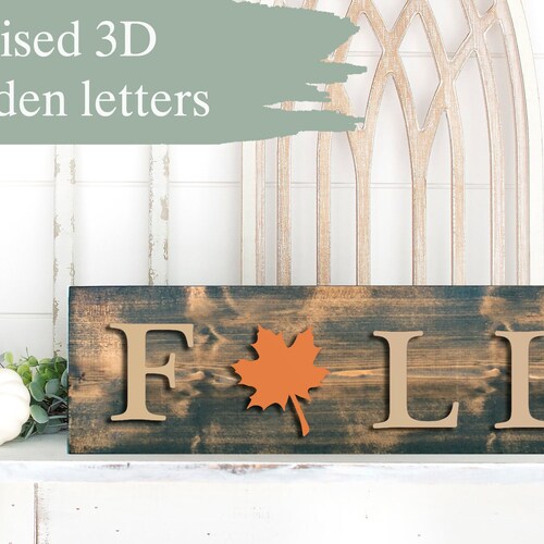 Wooden 'fall' Leaf Sign Fall Wall Decor Farmhouse | Etsy