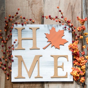 Fall 'home' Leaf Sign Fall Wall Decor Wooden Farmhouse Decor ...