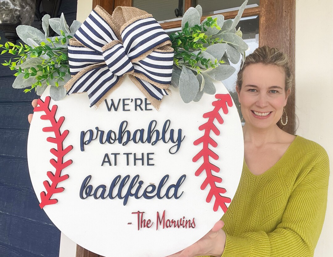 Baseball Door Hanger | Front Door Decor for Baseball Family | We're ...