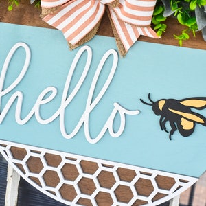 Hello Door Hanger | Bee Front Door Decor | Front Door Sign | Newlyweds ...