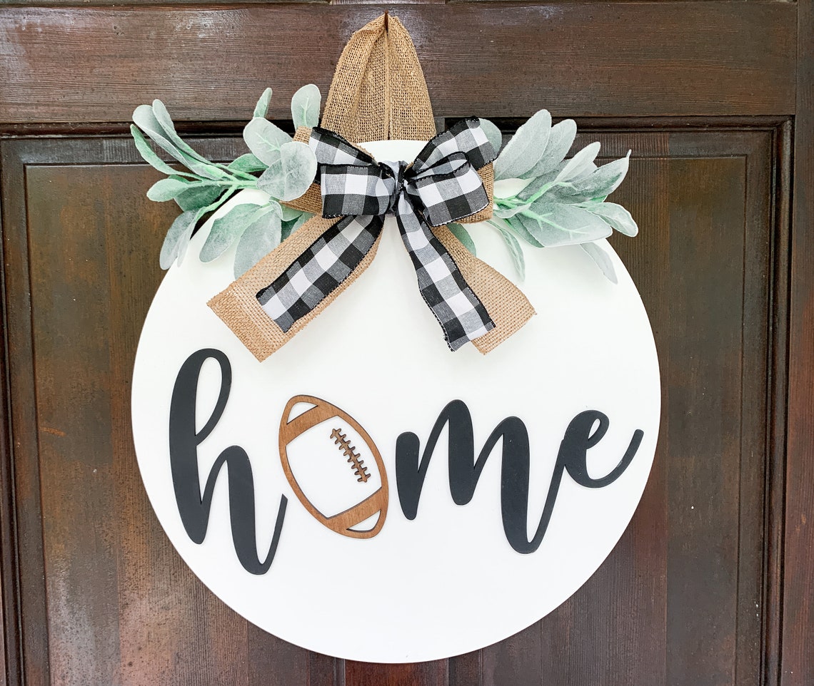 Football 'home' Door Hanger Front Door Football | Etsy
