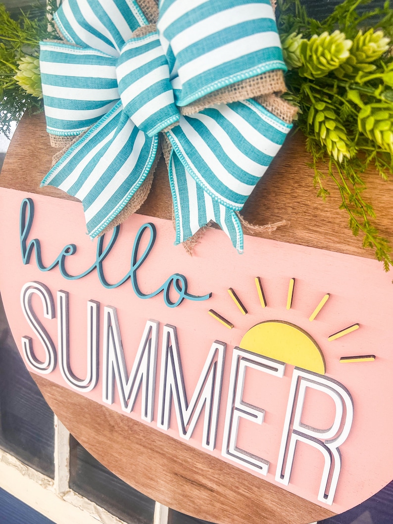 Hello Summer Door Hanger | Front Door Decor | Front Door Sign ...