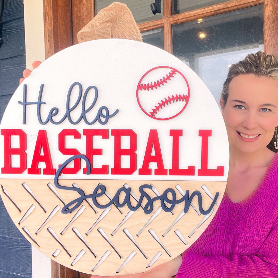 Baseball Door Hanger Front Door Decor for Baseball Family We're ...