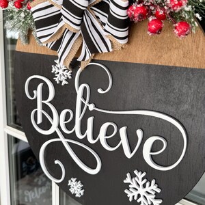 Wooden Door Hanger Christmas | Believe Front Door Decor | Wood Door ...