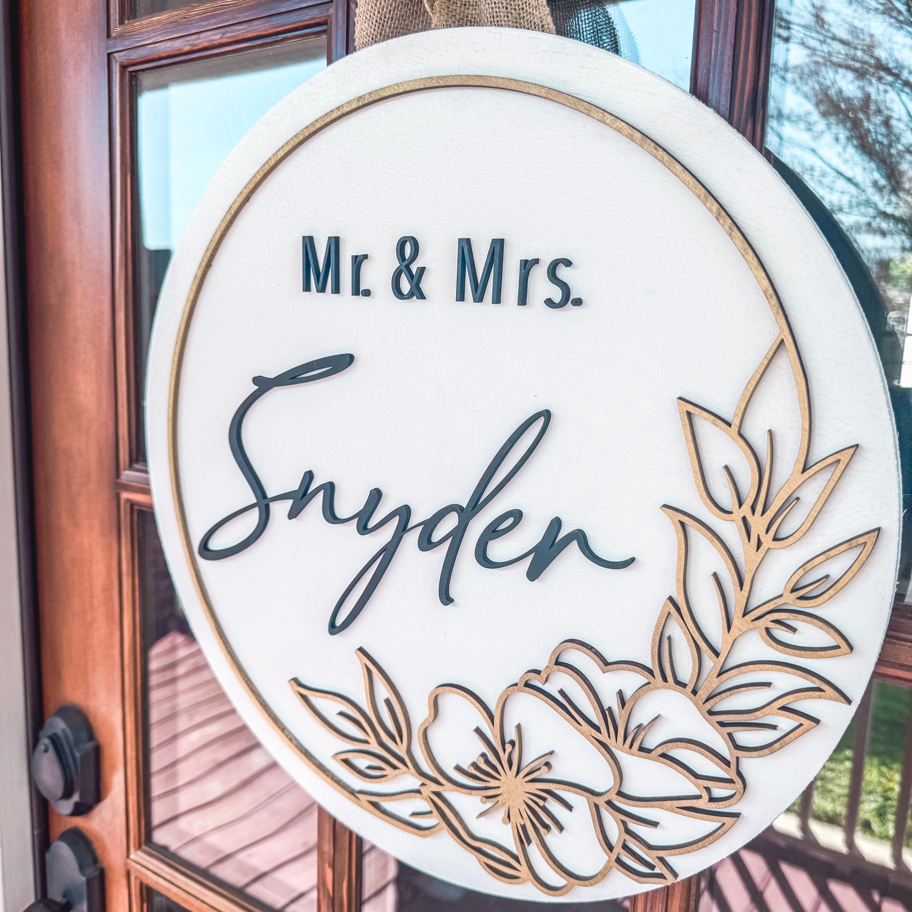 Wooden Door Hanger Wedding | Front Door Decor | Wedding Gift Front Door ...