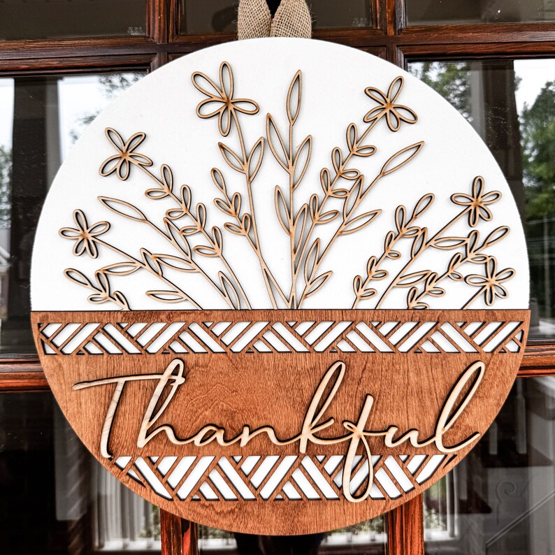 Thankful Door Hanger | Thanksgiving Front Door Decor | Thankful Fall ...