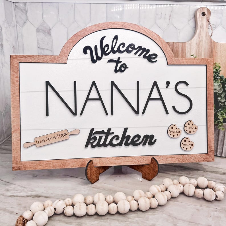 Mamas Kitchen Wooden Sign With Kid's Names as Cookies | Mothers Day ...