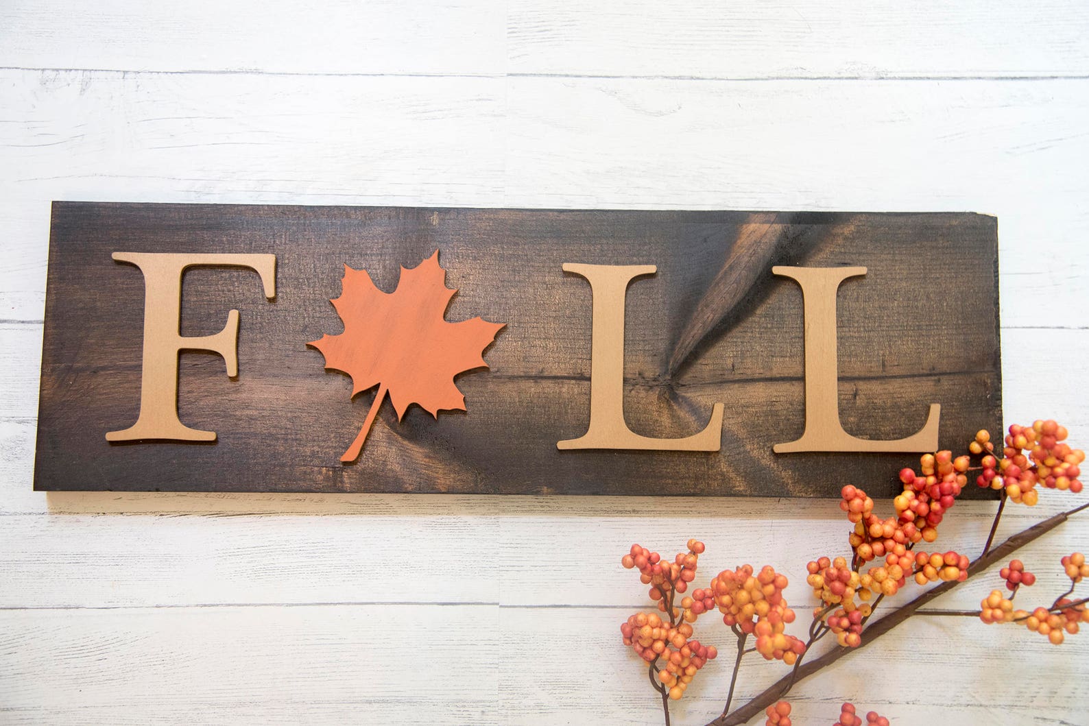 Wooden 'fall' Leaf Sign Fall Wall Decor Farmhouse - Etsy
