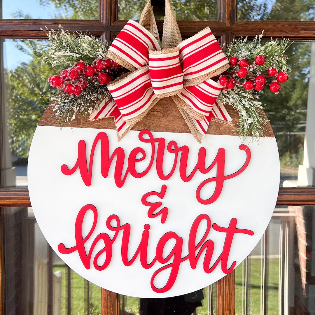 Christmas Front Door Decor Front Door Hanger Wood Door Hanger Christmas ...