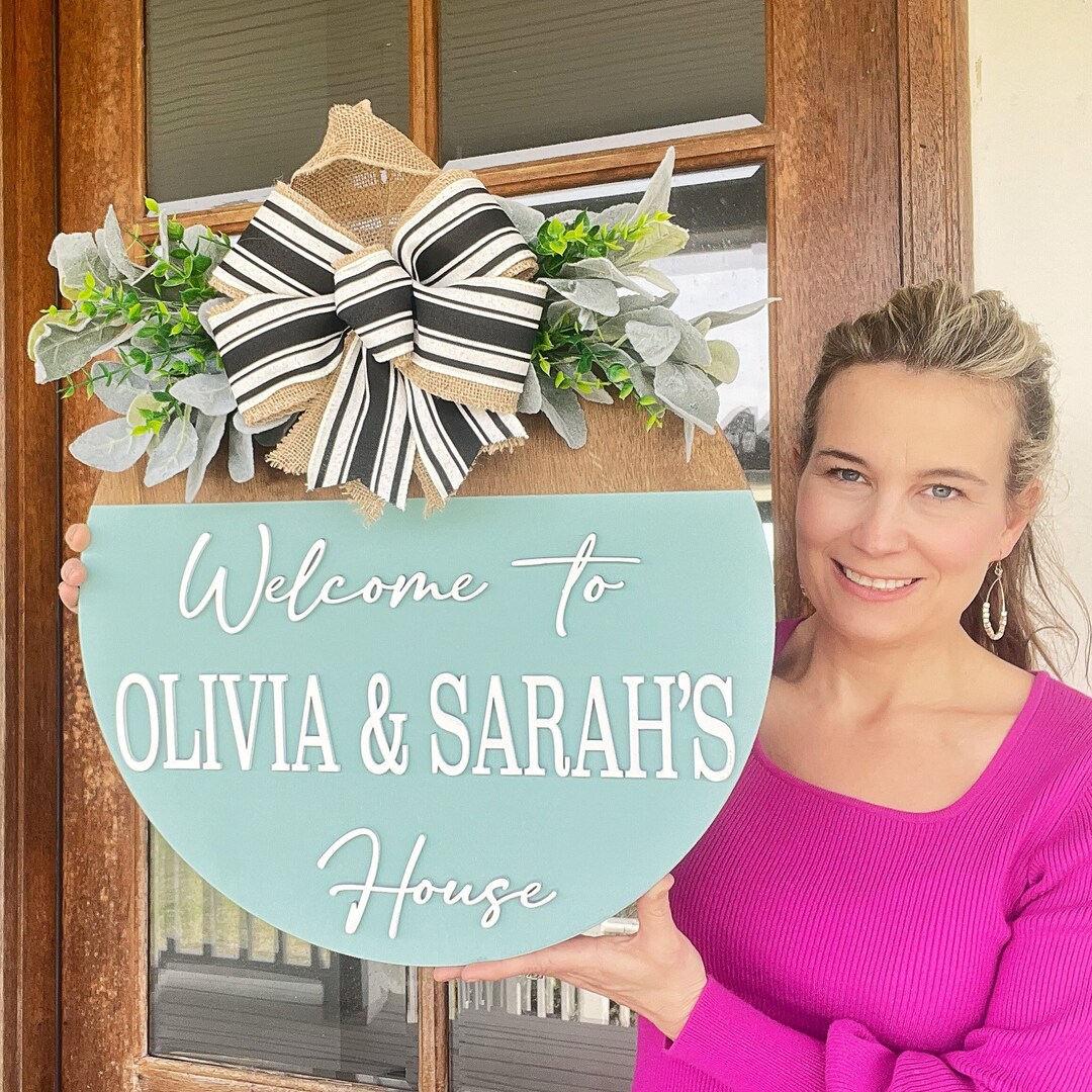 Front Door Hanger | Personalized Door Decor | Last Name Sign | Front ...