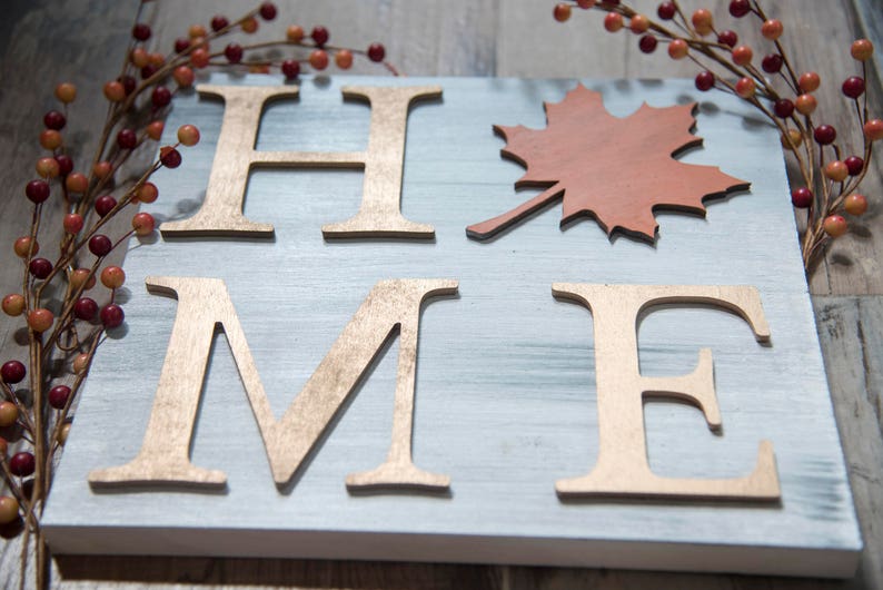 Fall 'home' Leaf Sign Fall Wall Decor Wooden - Etsy