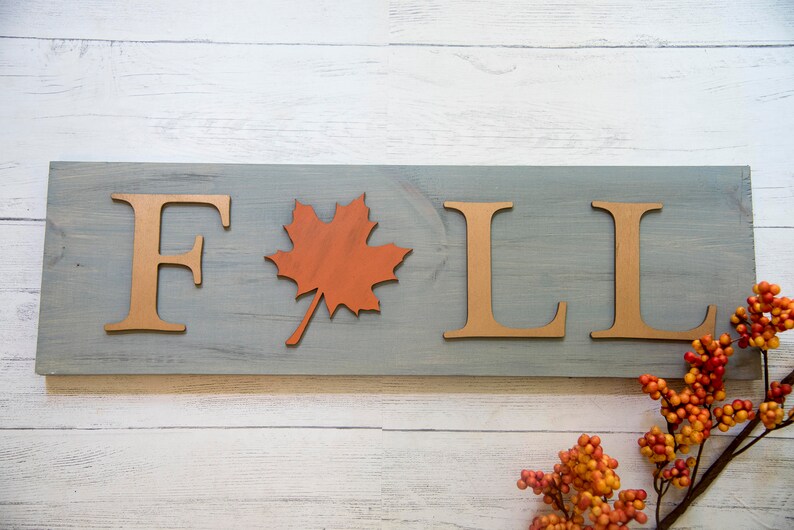 Wooden 'fall' Leaf Sign Fall Wall Decor Farmhouse - Etsy
