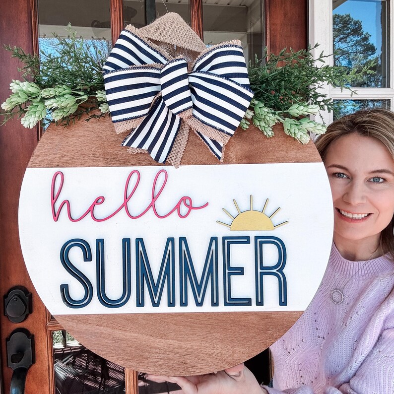 Hello Summer Door Hanger | Front Door Decor | Front Door Sign ...