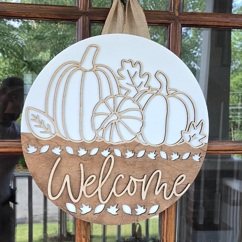 Fall Welcome Door Hanger | Fall Wooden Door Hanger | Fall Wooden Front ...