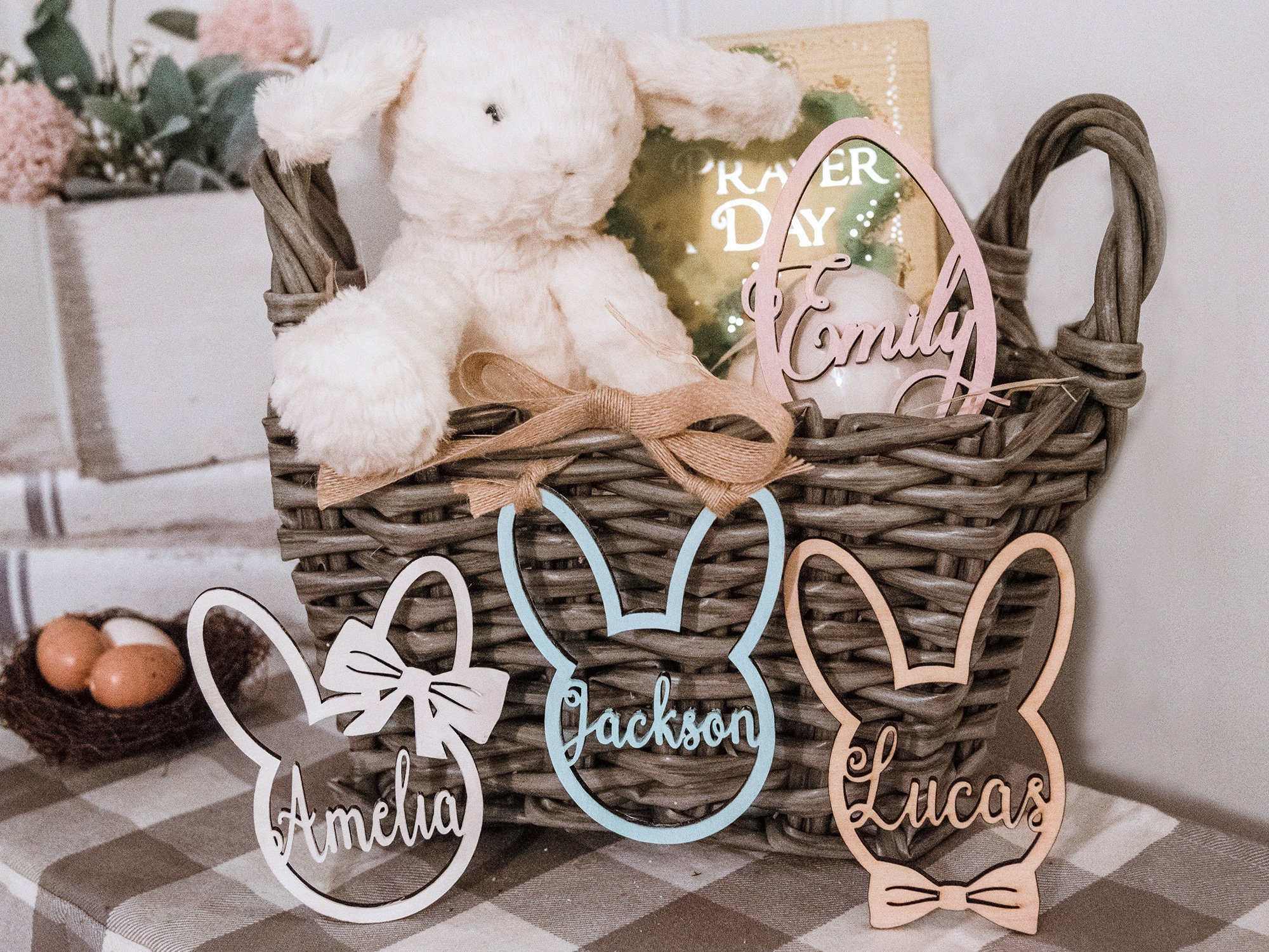 Wreaths & Door Hangers Home & Living Easter basket name tags etna.com.pe
