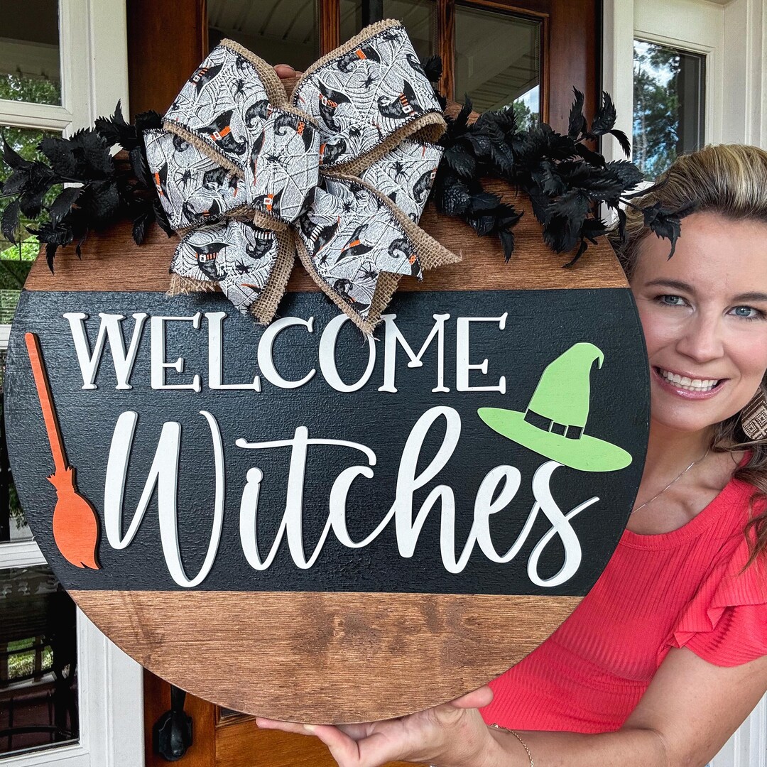 Halloween Door Hanger | Welcome Witches Door Decor | Welcome Halloween ...