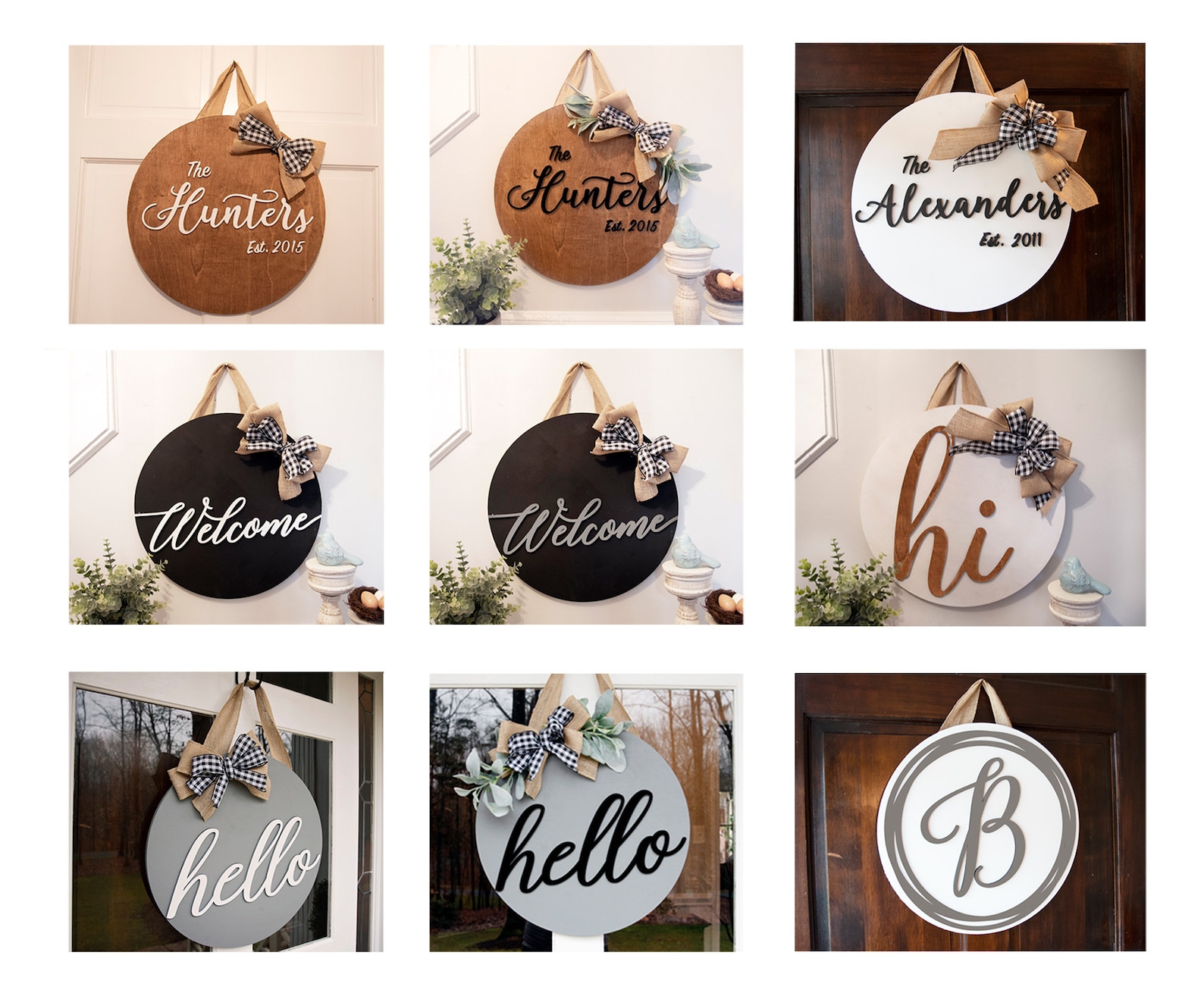 Wooden Monogram Door Hanger Front Door Decor Last Name - Etsy