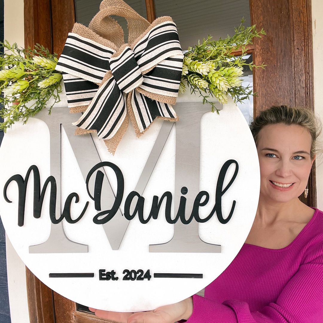 Personalized Door Hanger | Front Door Decor | Last Name Door Hanger ...