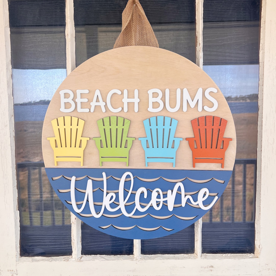 Beach Door Hanger Custom Beach Please Door Decor Wooden Front Door ...