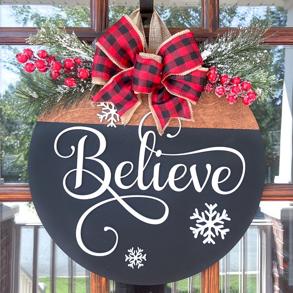 Round Christmas Door Hanger - Etsy