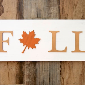 Wooden 'fall' Leaf Sign | Fall Wall Decor | Farmhouse Decor | Dining ...