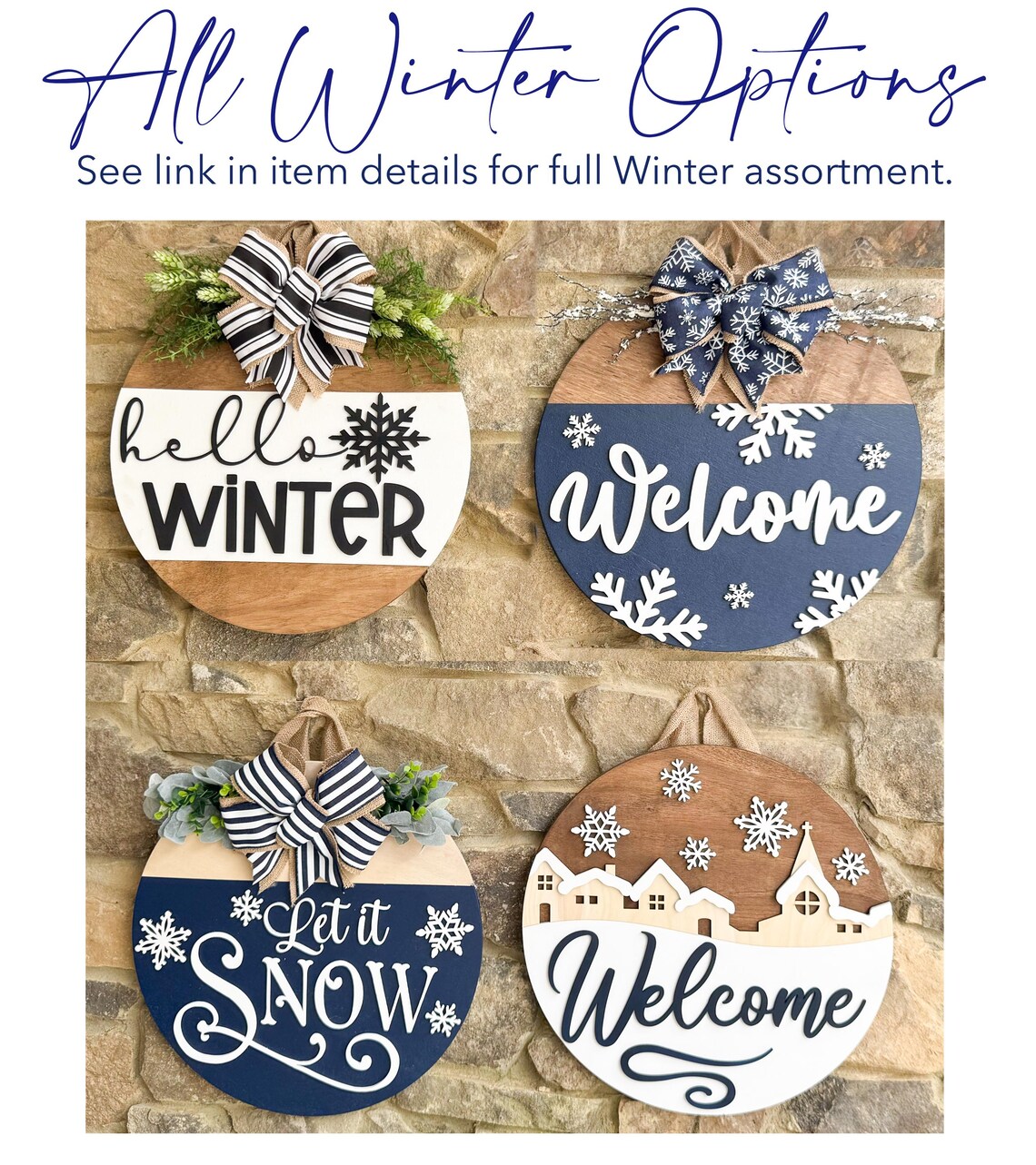 Winter Welcome Door Hanger | Winter Front Door Decor | Wooden Welcome ...