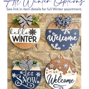 Winter Welcome Door Hanger | Winter Front Door Decor | Wooden Welcome ...