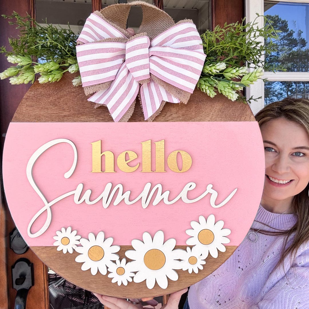 Hello Summer Door Hanger | Front Door Decor | Front Door Sign ...