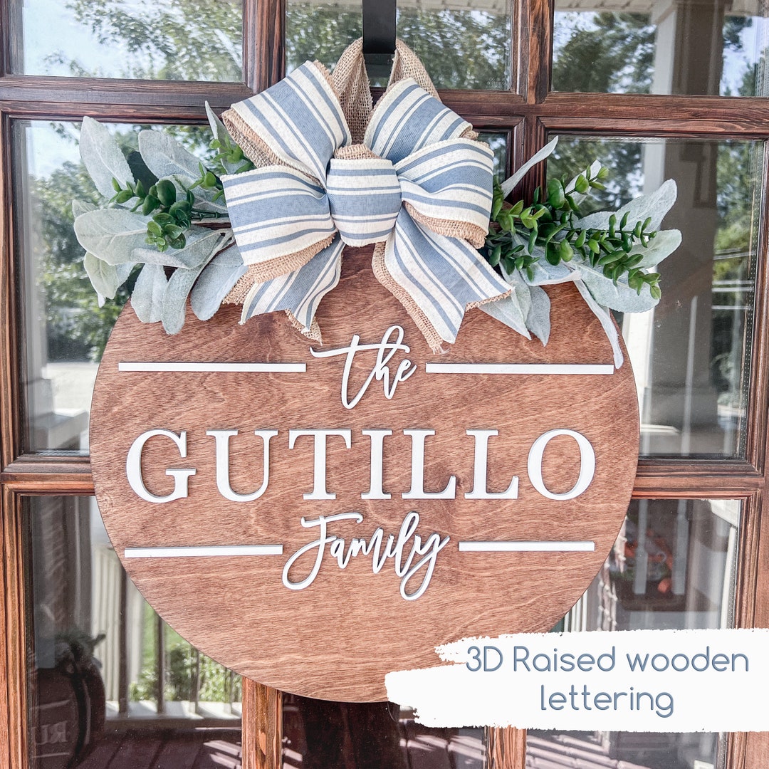 Personalized Door Hanger Front Door Decor Wooden Door Hanger Newlywed ...