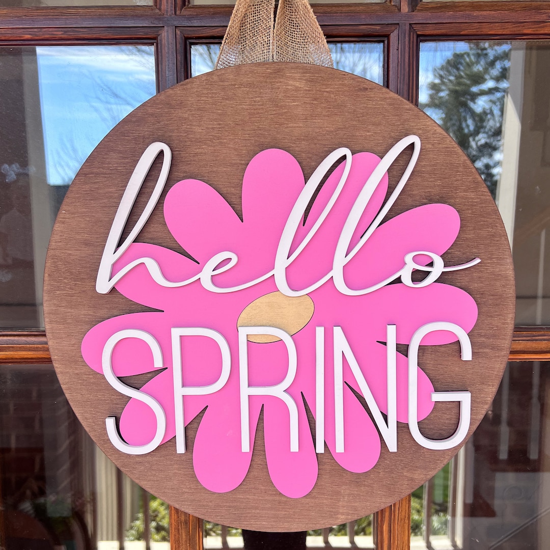 Hello Spring Door Hanger | Spring Front Door Decor | Spring Front Door ...