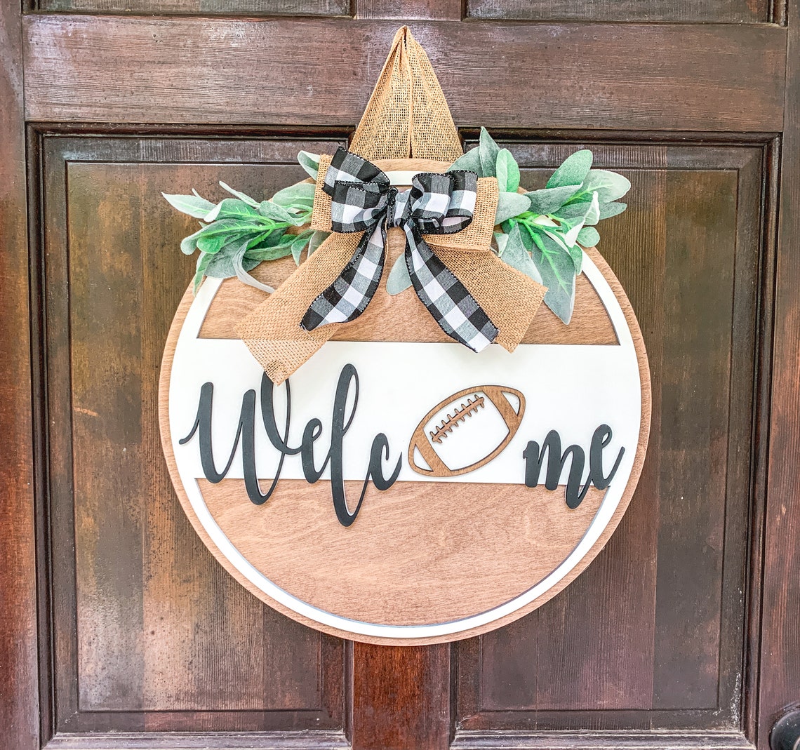 Football 'home' Door Hanger Front Door Football | Etsy