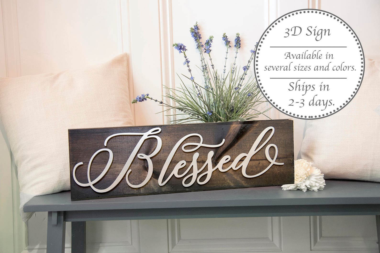 Wooden Blessed Sign Rustic Wall Decor Farmhouse Decor | Etsy
