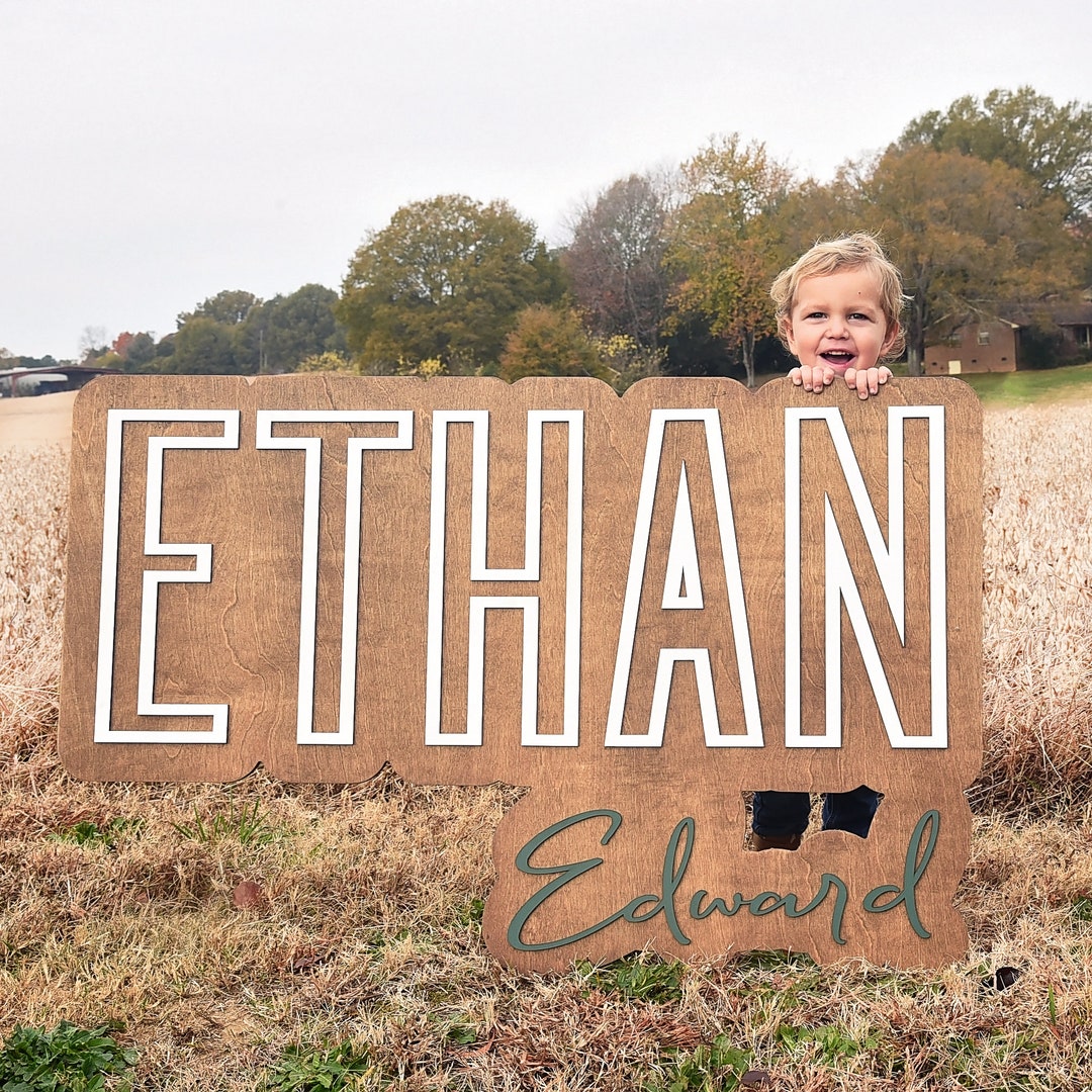 Nursery Name Sign | Large Wood Name Sign | Layered Name Sign for Above ...