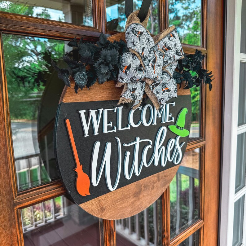 Halloween Door Hanger | Welcome Witches Door Decor | Welcome Halloween ...