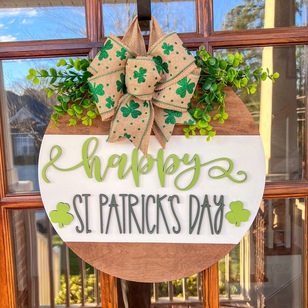 St. Patricks Day Door Hanger St Patty's Day Door Decor Shamrock Sign St ...