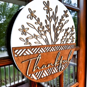 Thankful Door Hanger | Thanksgiving Front Door Decor | Thankful Fall ...