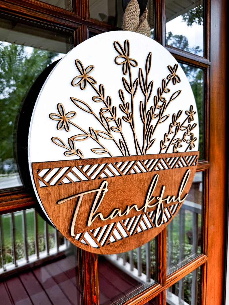 Thankful Door Hanger | Thanksgiving Front Door Decor | Thankful Fall ...